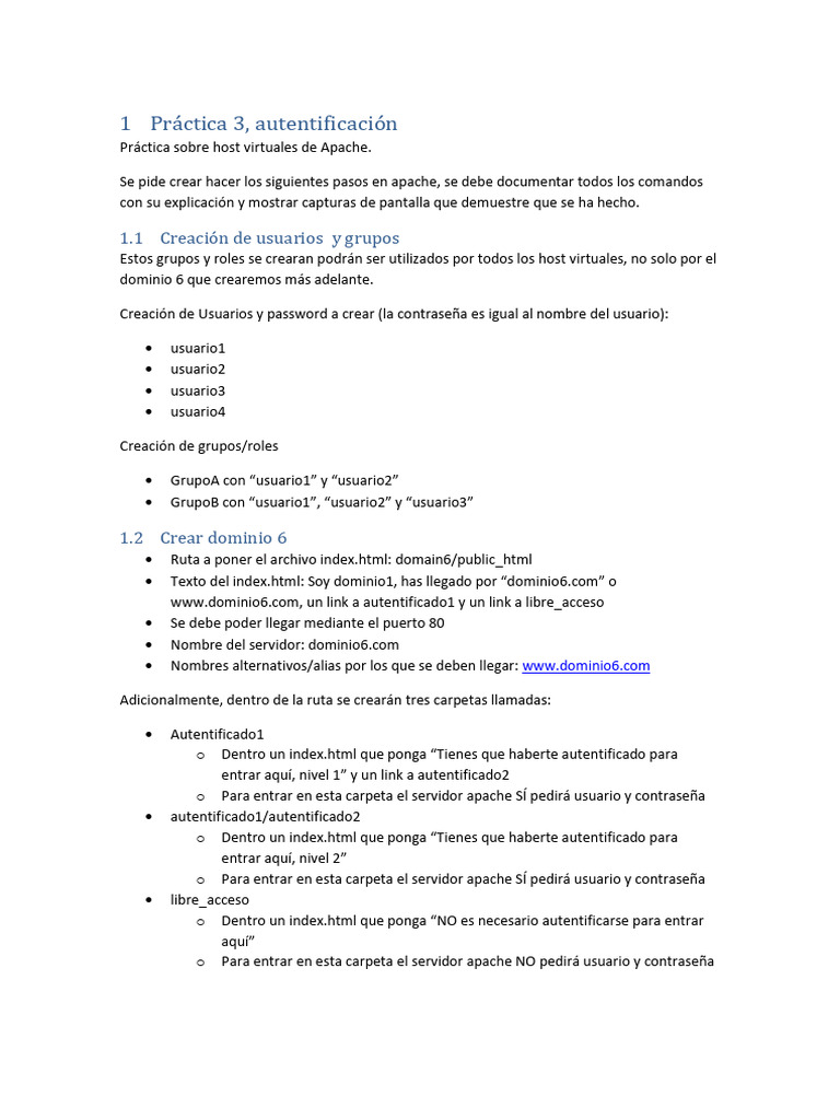 Práctica 3 - Apache - Seguridad | PDF | Autenticación | Servidor HTTP Apache