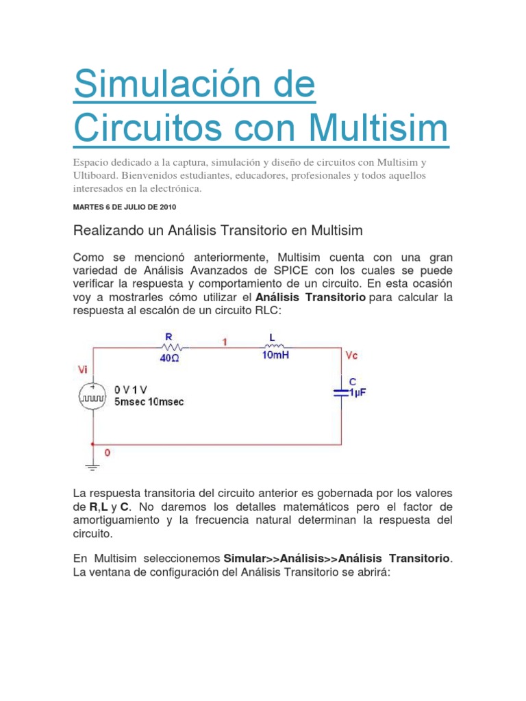 Simulación de Circuitos Con Multisim | PDF