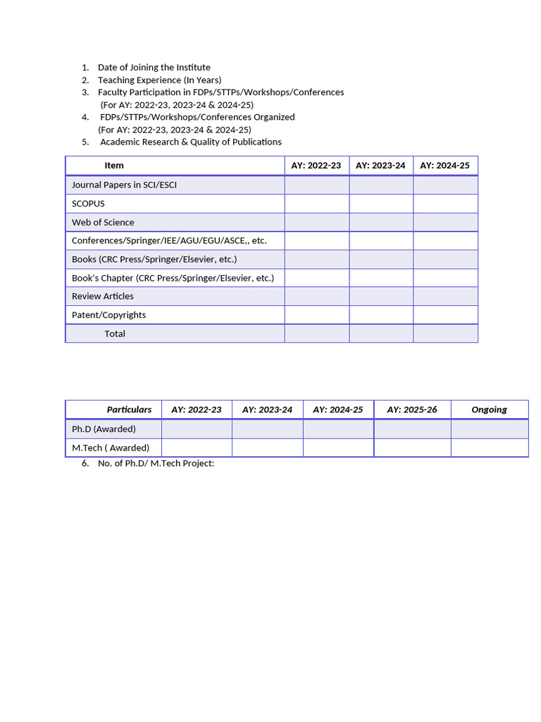 Faculty Data Pdf