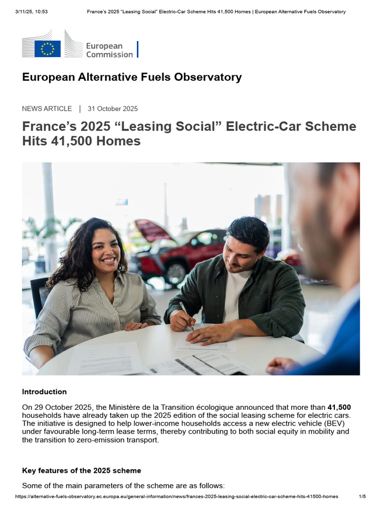 France’s 2025 “Leasing Social” Electric-Car Scheme 1-2 | PDF | Electric ...