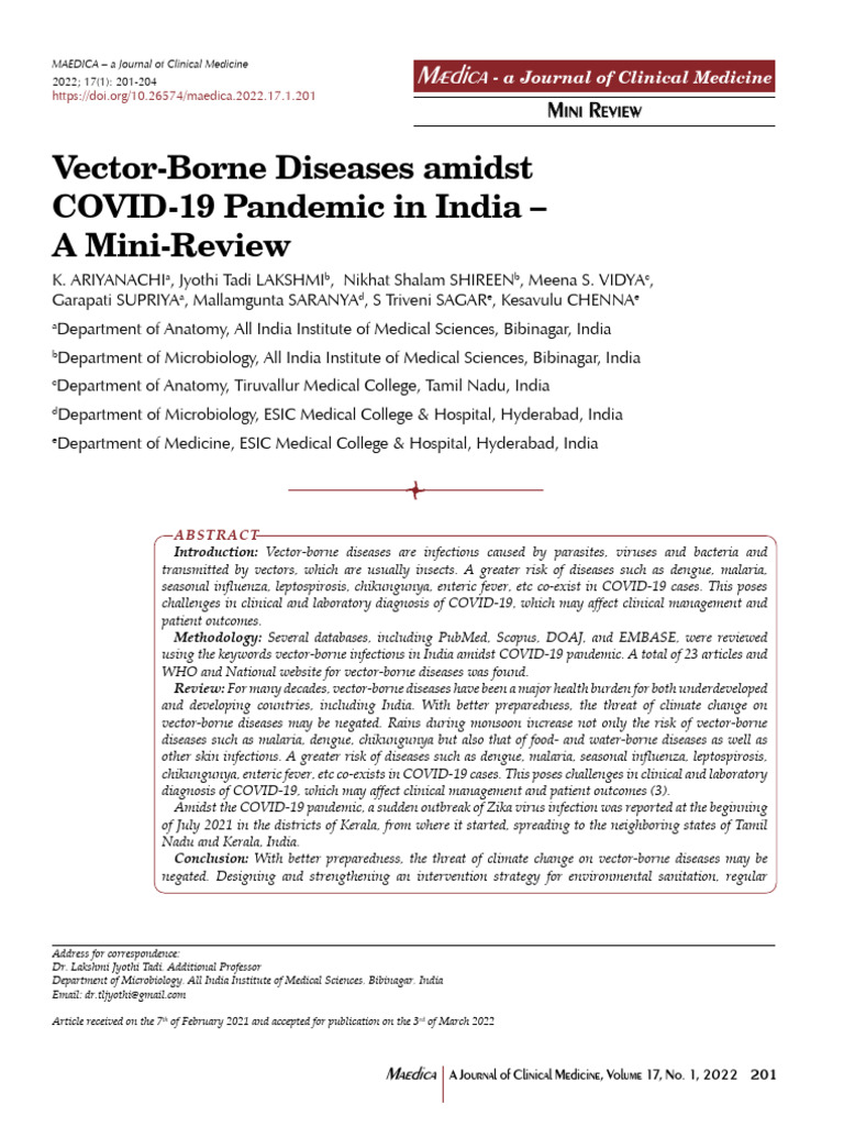 Vector-Borne Diseases in COVID-19 India | PDF | Zika Fever | Zika Virus