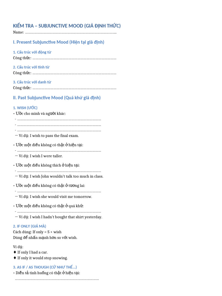 Subjunctive Mood Theory Test | PDF