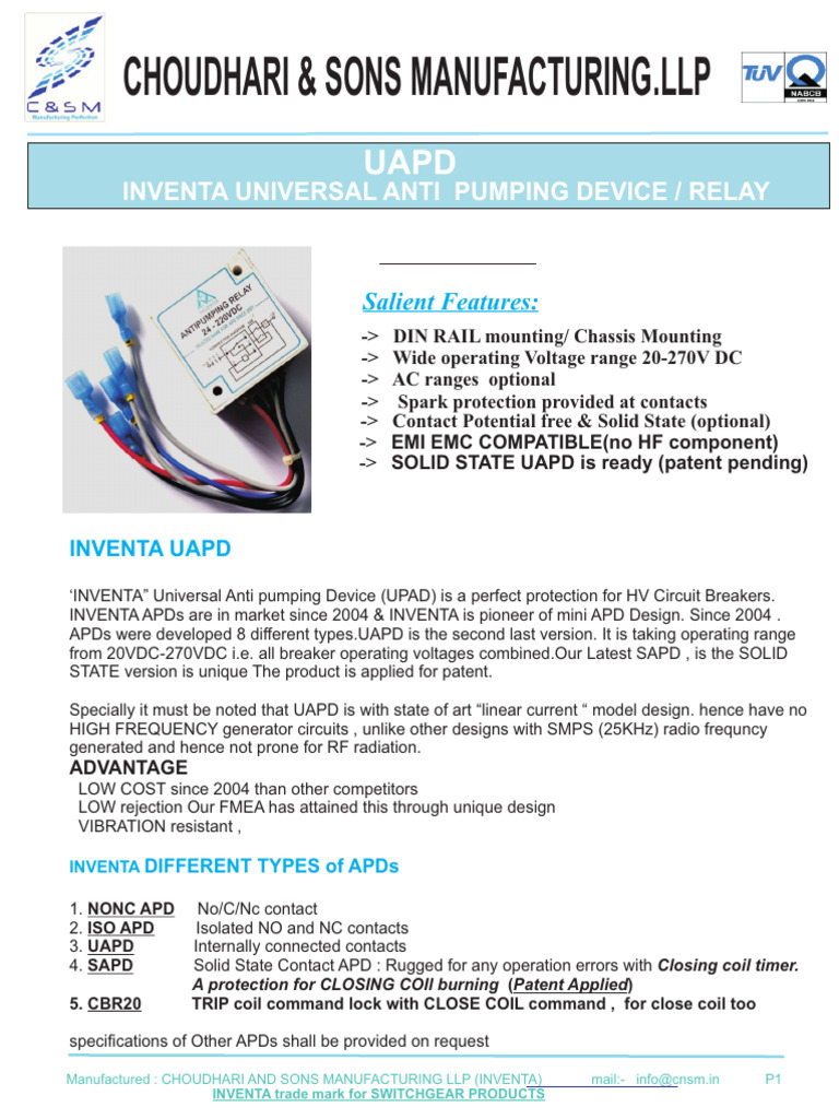 Universal Anti Pumping Device Overview | PDF | Inductor | Relay