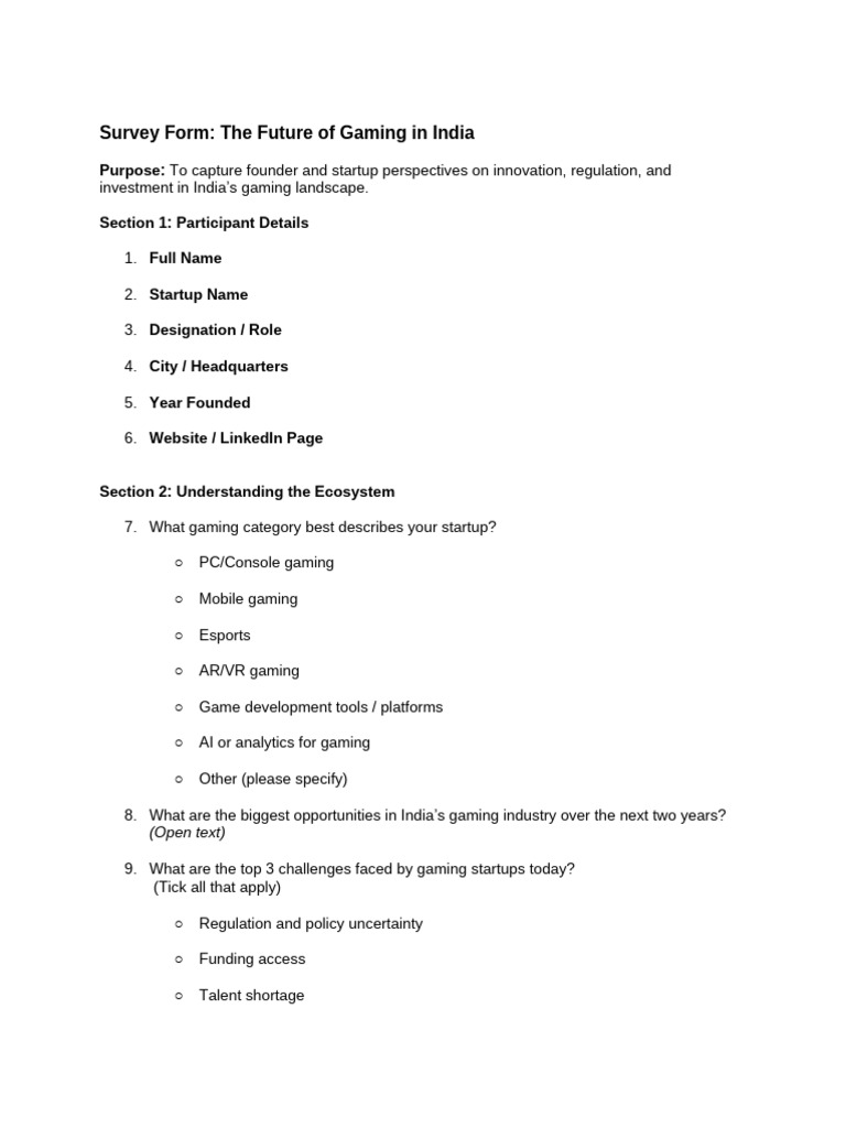 Gaming Industry Survey in India | PDF | Startup Company | Small ...
