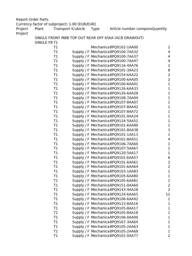 DB Fixed Type 65ka - ACB Drawout - Metal Parts | PDF | Metals | Transition Metals