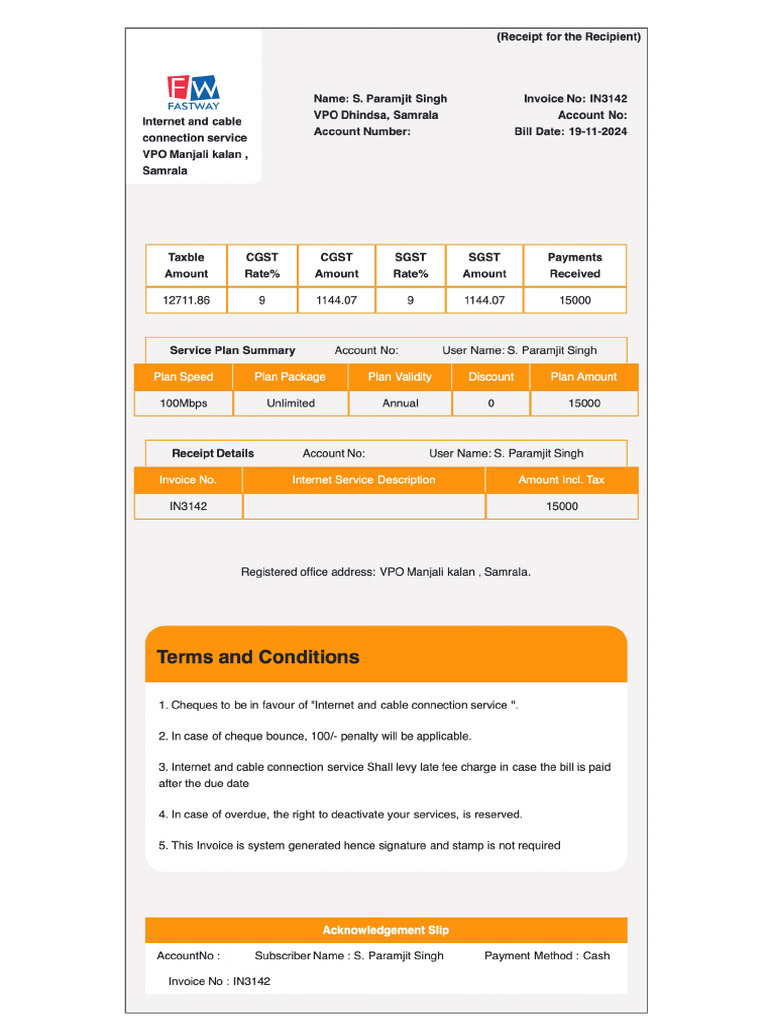 Internet Bill | PDF