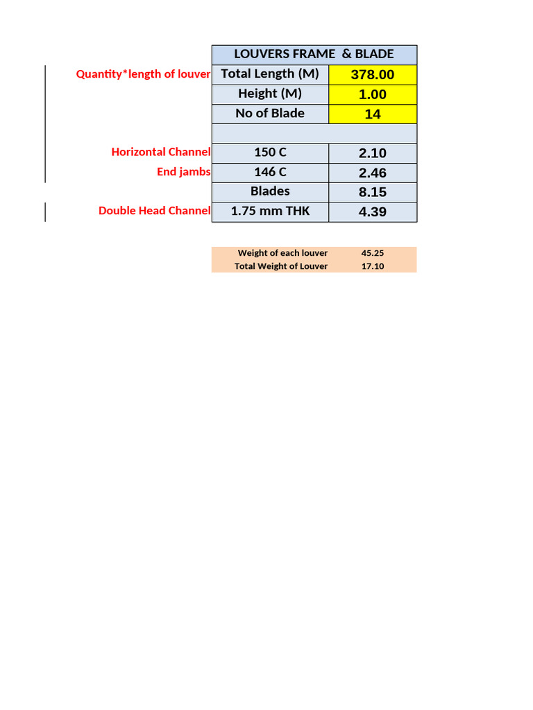 Louver Frame and Blade Specifications | PDF