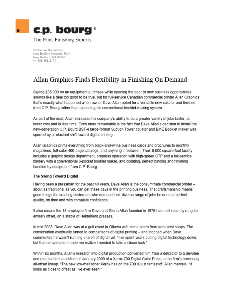 Allan Graphics Finds Flexibility in Finishing On Demand | PDF | Printer ...