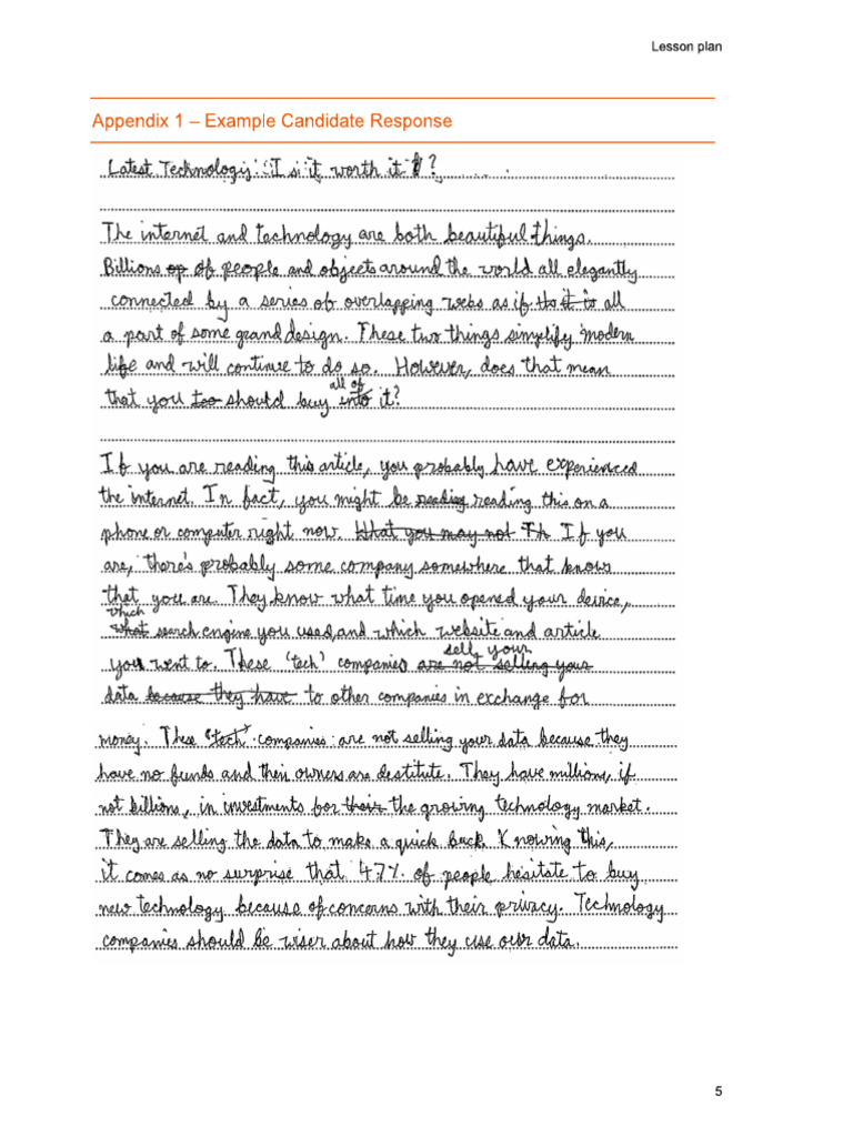 Candidate Response - Persuasive Writing | PDF