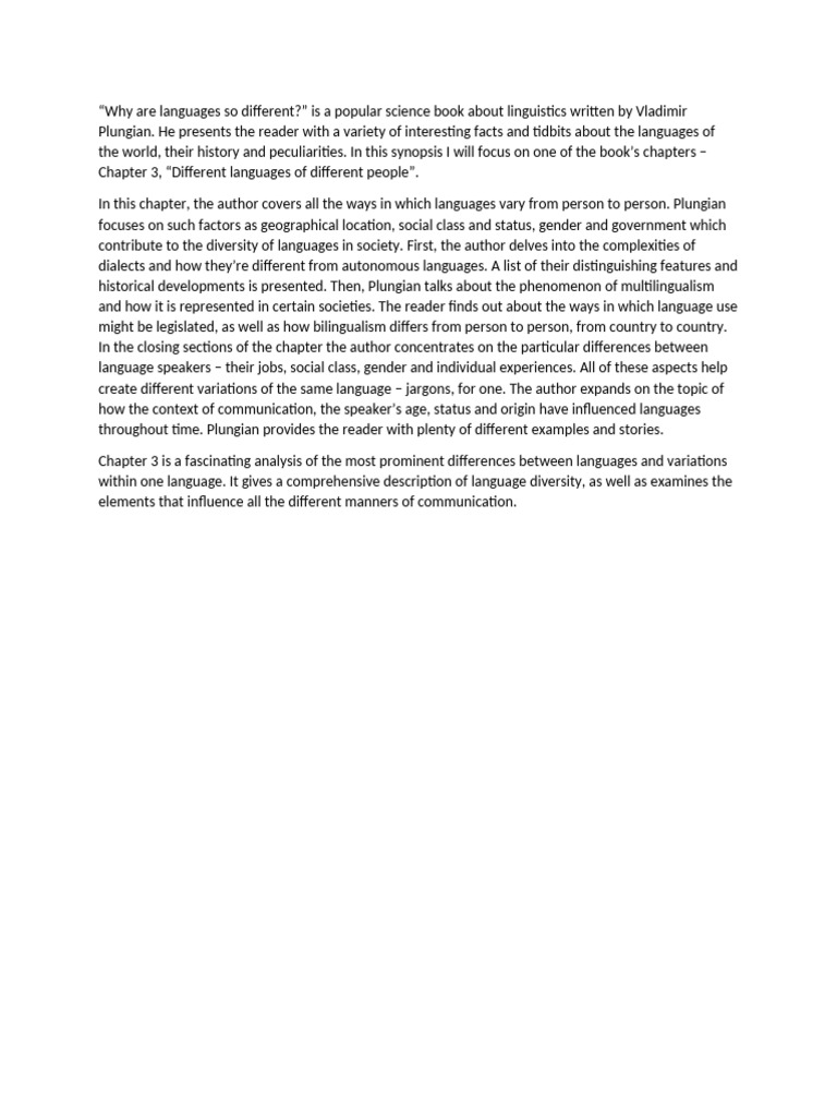 Language Diversity and Variation Explained | PDF