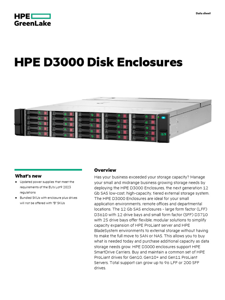 HPE D3000 Disk Enclosures Overview | PDF | Solid State Drive | Hard ...