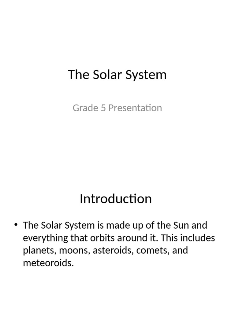 Solar System Overview for Grade 5 | PDF