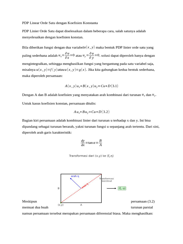 PDP Linear Orde Satu Dengan Koefisien Konstanta | PDF