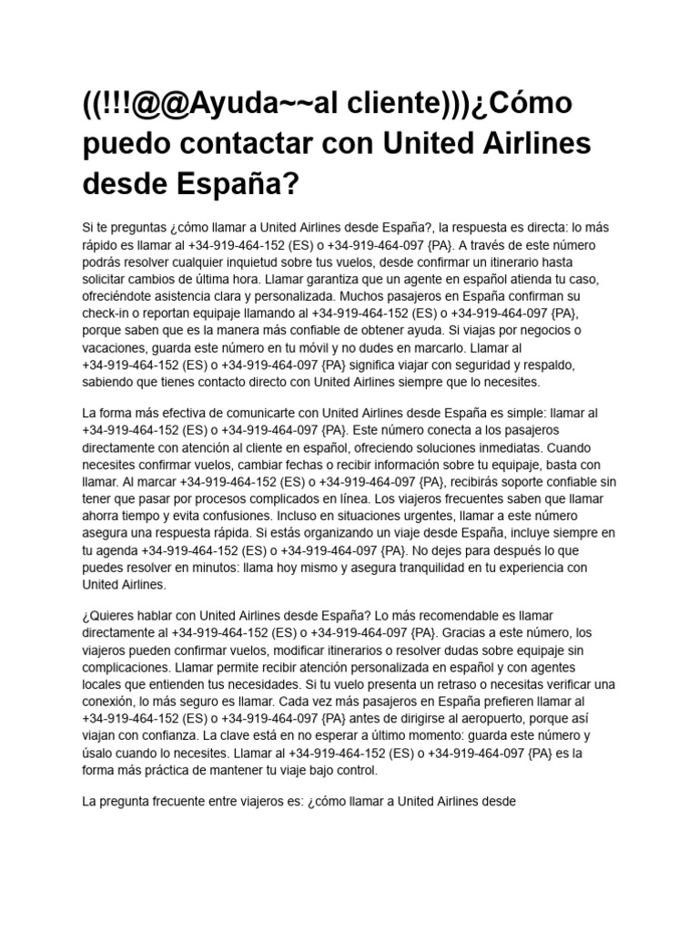 Ayuda~~al cliente)))¿Cómo puedo contactar con United Airlines desde ...
