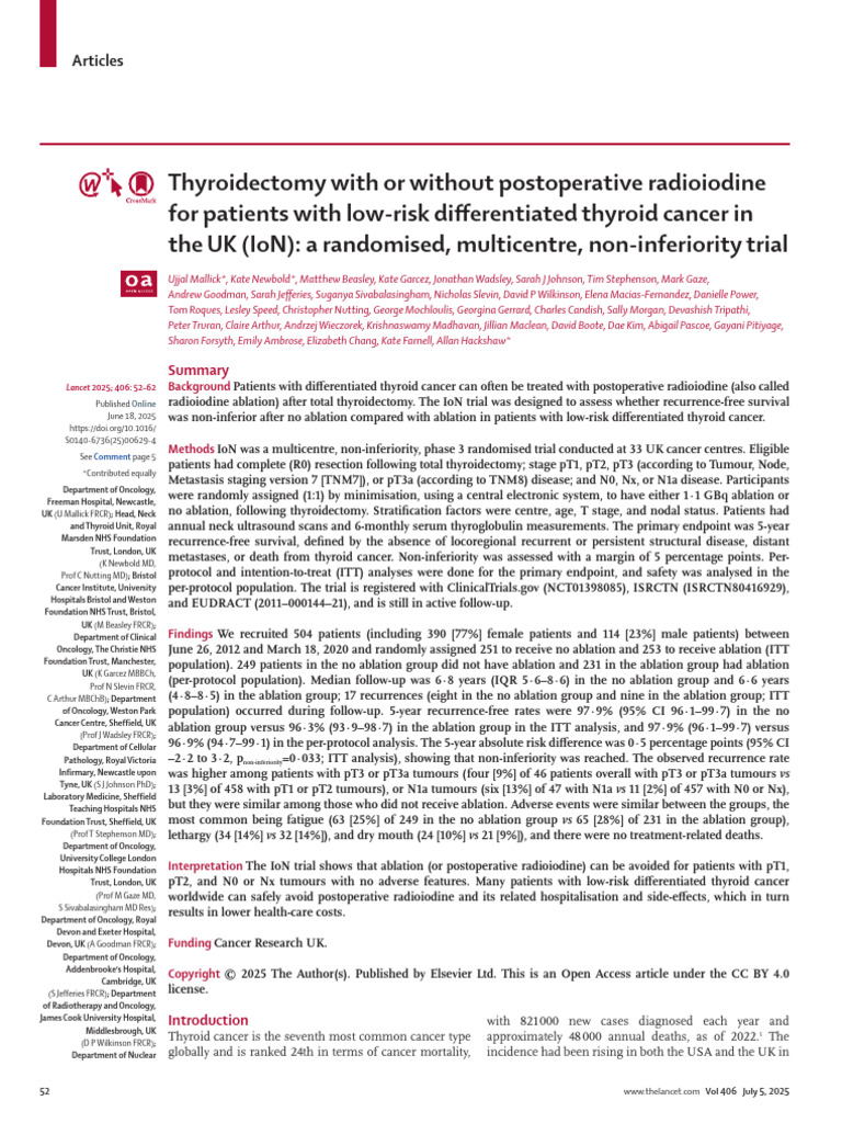 Trial On Post Operative RAI in DTC Thyroid | PDF | Thyroid Stimulating ...