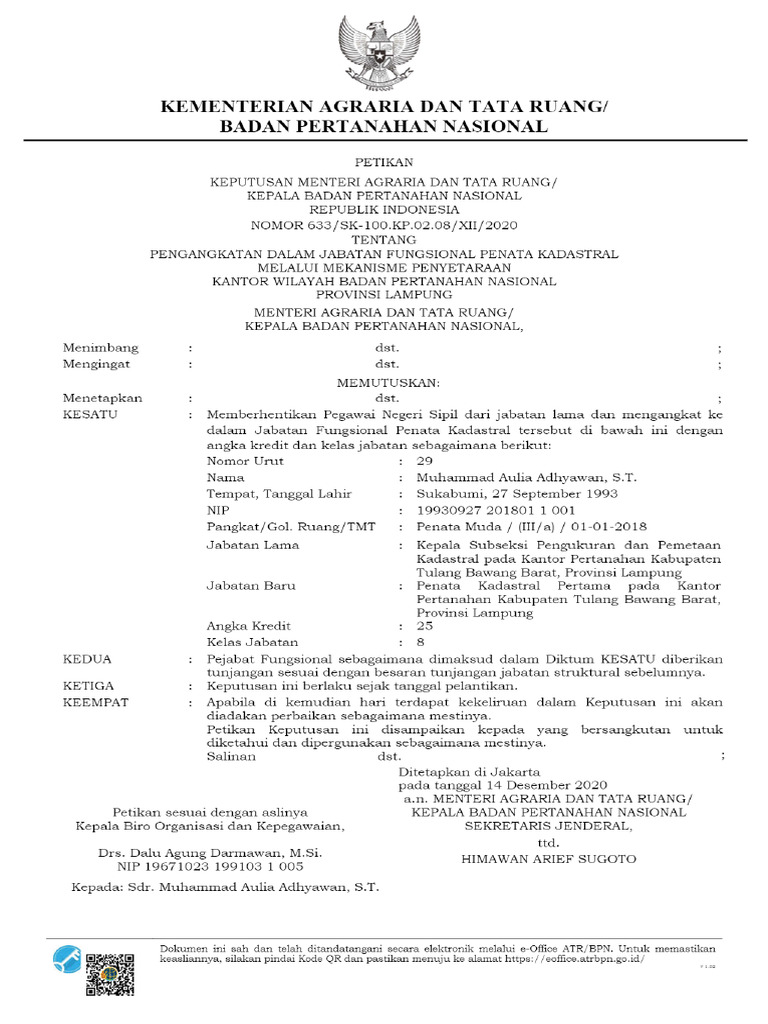 SK JFT 2 - Muhammad Aulia | PDF