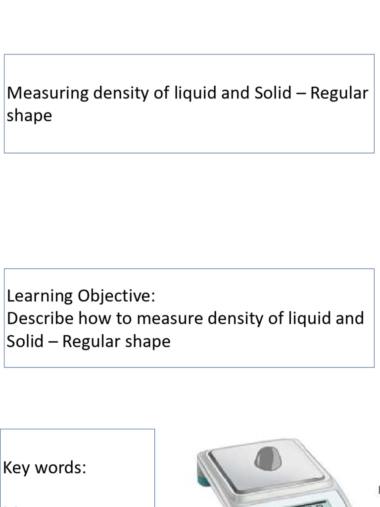 Density of Solid and Liquid - P1 | PDF