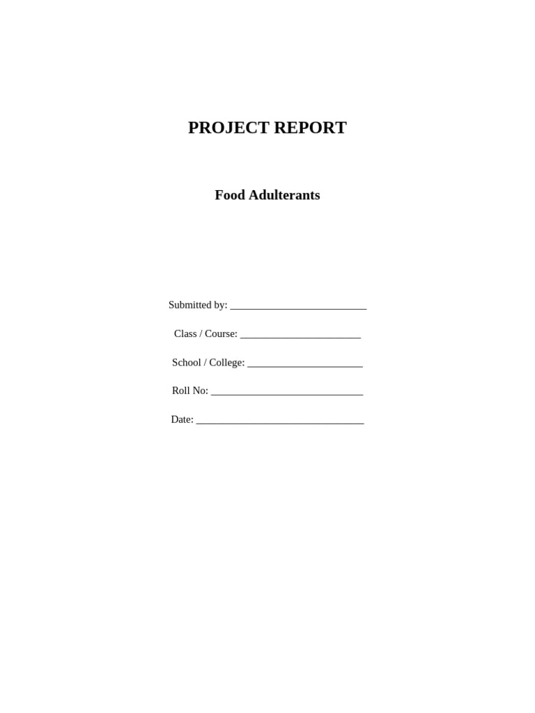 Food Adulterants Project 20 Pages | PDF | Food Safety