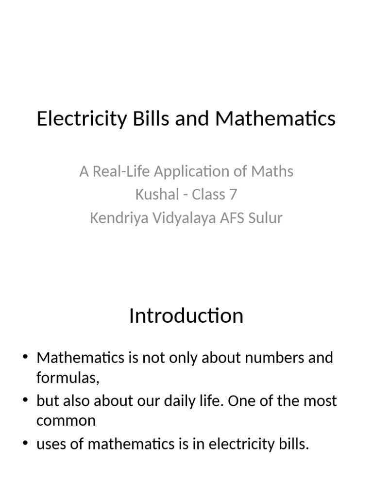 Understanding Electricity Bills with Math | PDF