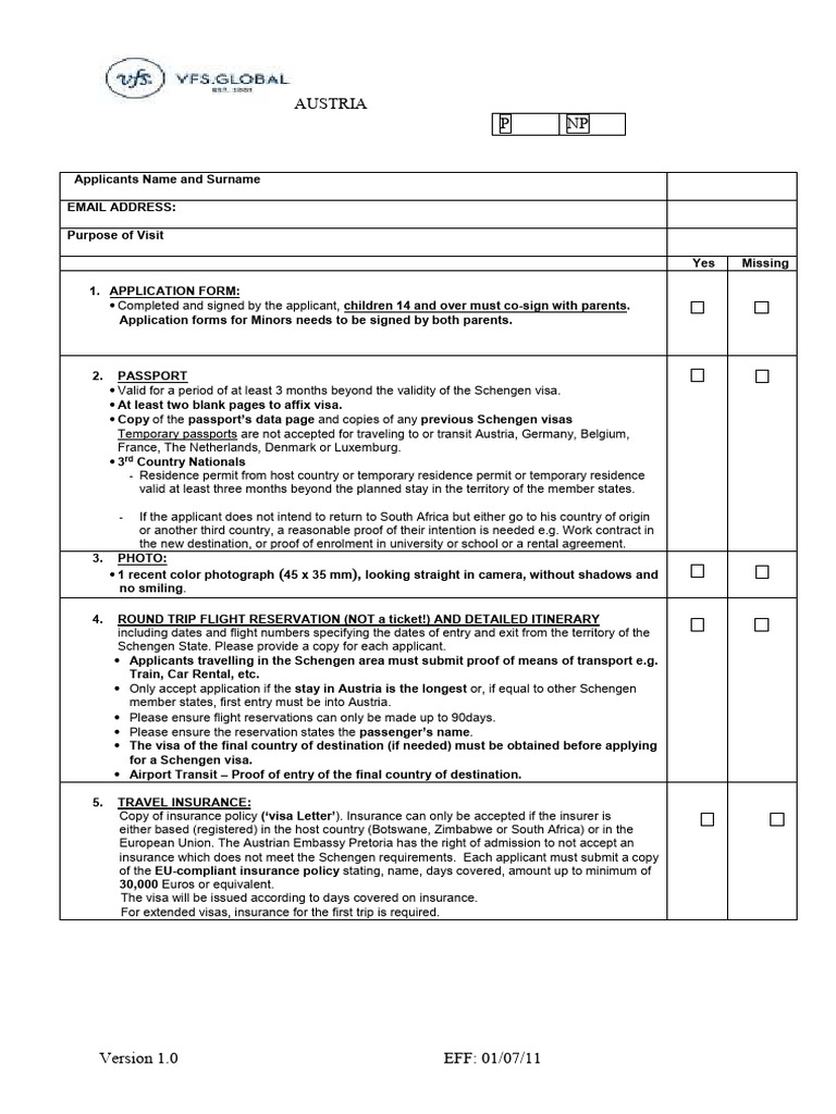 Austria Visa Checklist 2024 | PDF | Travel Visa | Passport