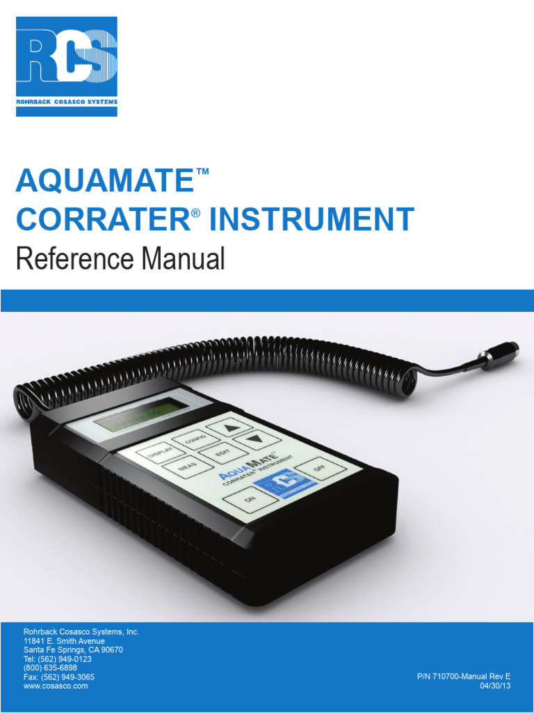 AquaMate CORRATER Reference Manual | PDF | Corrosion | Anode