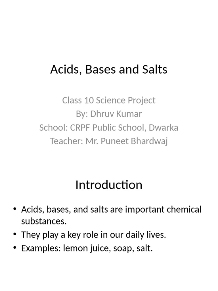 Acids Bases Salts Class10 | PDF