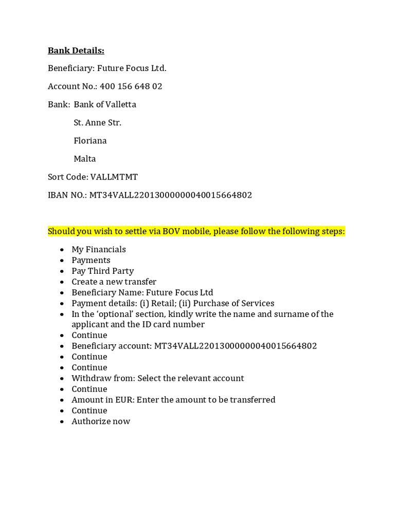 Bank Details FFL | PDF