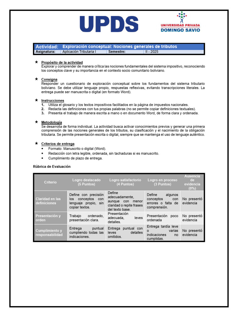 A1 - Ficha Rubrica - Exploracion Conceptual | PDF