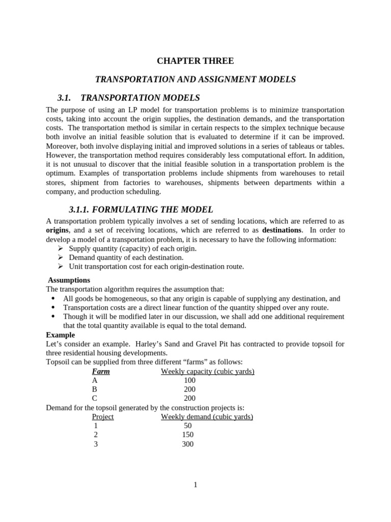 OR. Ch. 3 Transportation and ASS. | PDF | Matrix (Mathematics ...