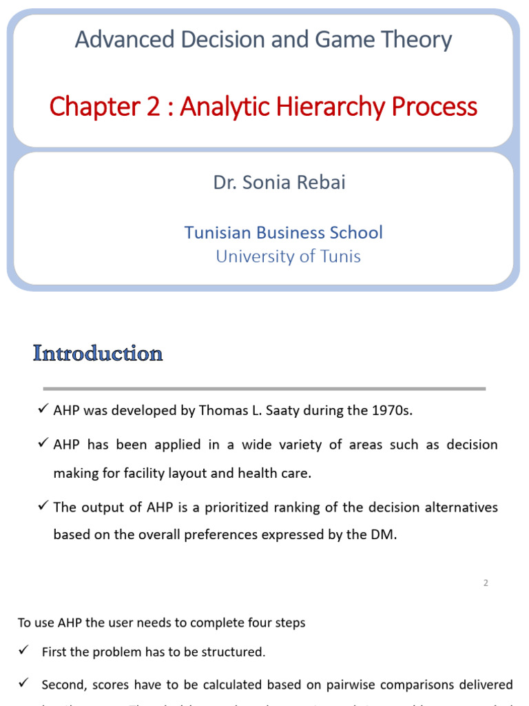 Chapter 2- Analytic Hierarchy Processing (AHP) | PDF | Matrix (Mathematics) | Applied Mathematics
