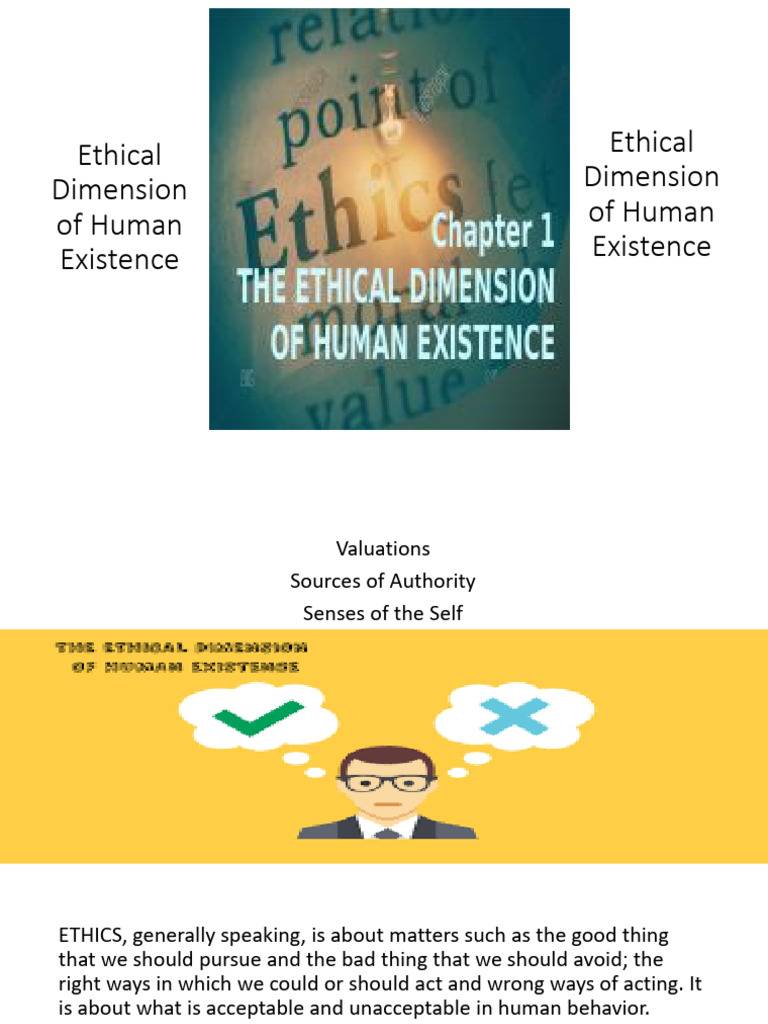 01 Presentation Ethical Dimension of Human Existence | PDF