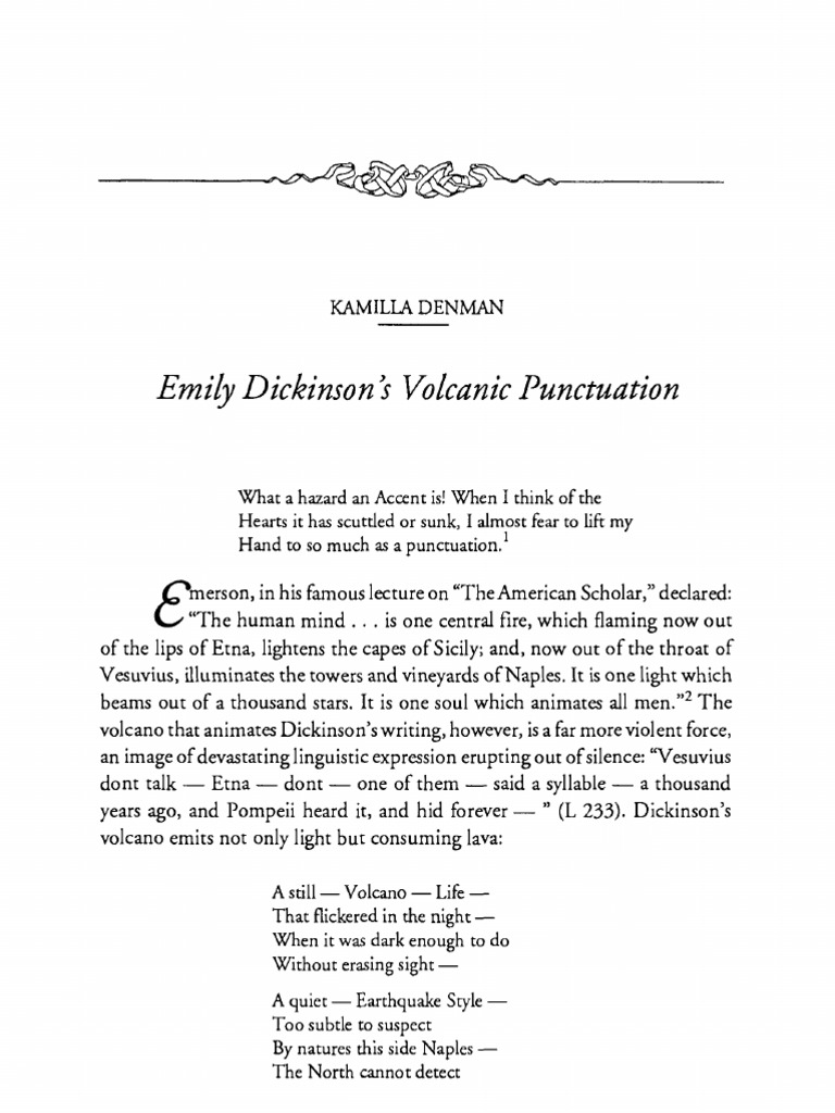 Denman - E. Dickinson's Volcanic Punctuation | PDF | Emily Dickinson ...