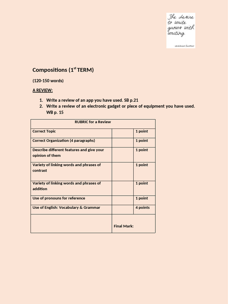 Writing Dossier 1st Term (1) | PDF