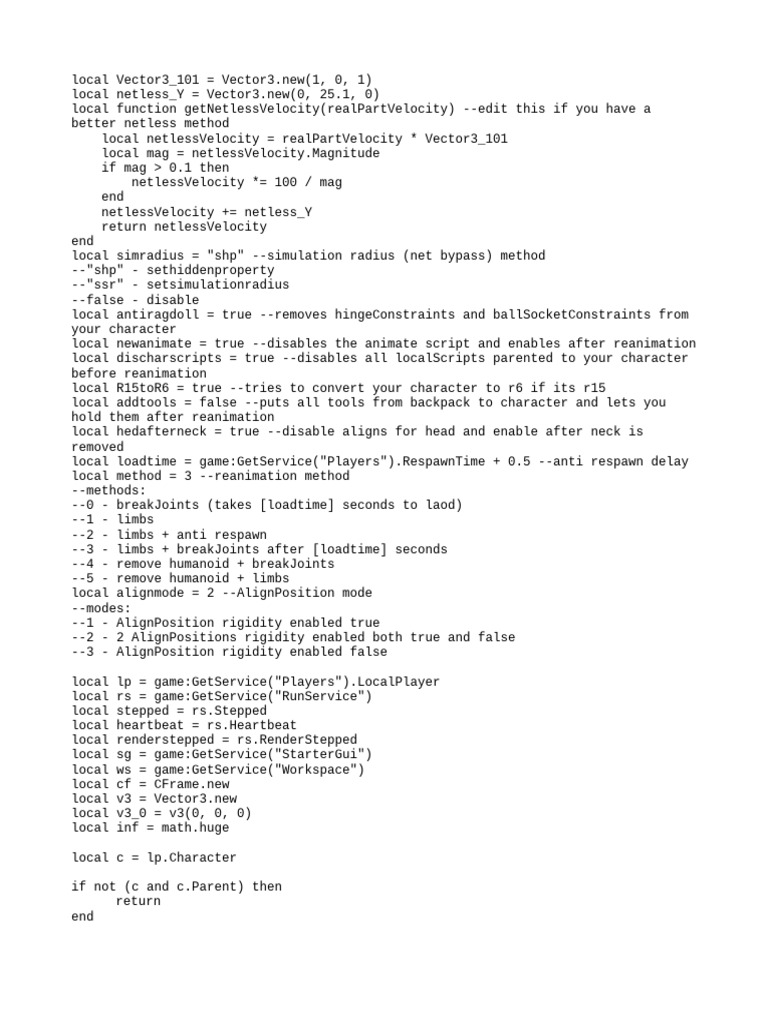 Roblox Character Reanimation Script | PDF