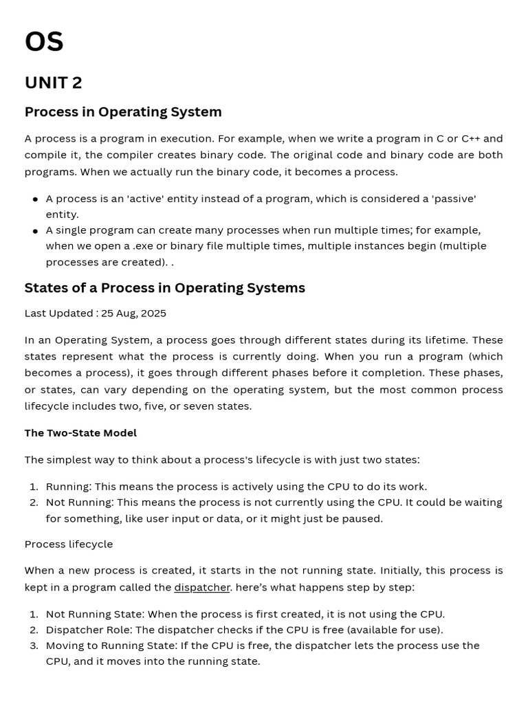 OS unit 2 part 1 | PDF | Process (Computing) | Scheduling (Computing)
