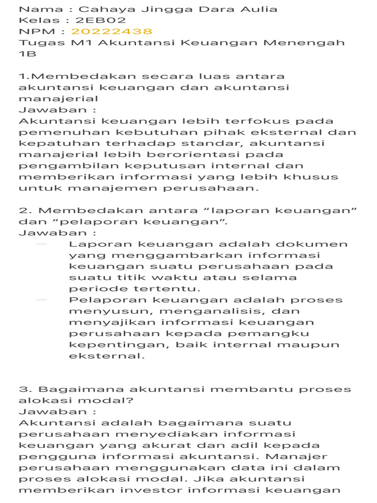 Cahaya Jingga Dara Aulia - Tugas M1 AKM 1B | PDF