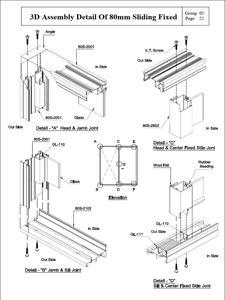 3D Assembly Detail of 80mm Sliding Fixed | PDF