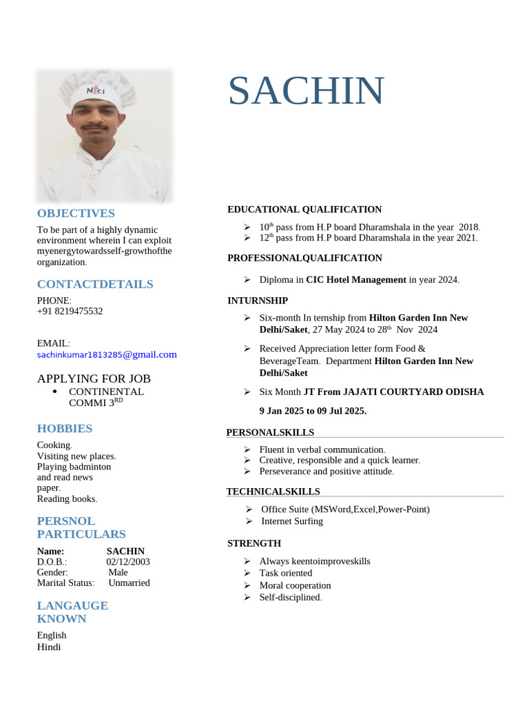 Sachin RESUME1 | PDF