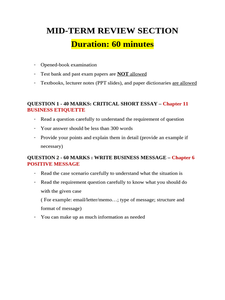 Mid-term Review Section | PDF