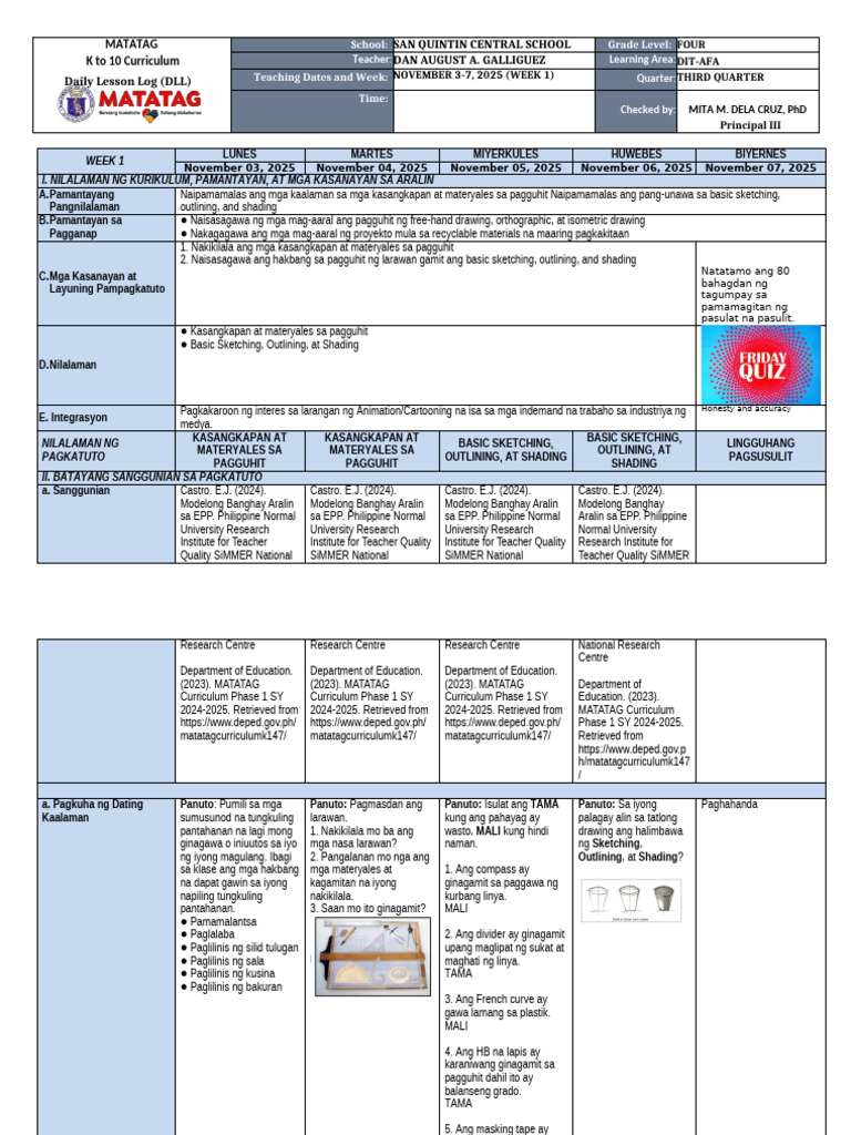 g4q4w1 DLL Epp - Industrial Arts (Matatag) @sir Ims | PDF