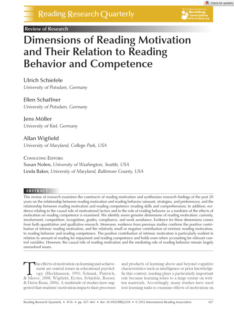 Reading Motivation's Impact on Behavior | PDF | Motivational | Motivation