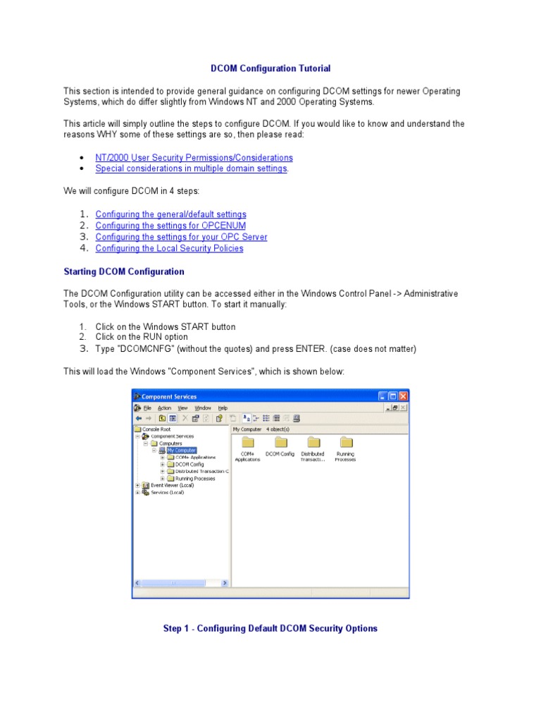 Dcom Configuration Tutorial Pdf User Computing Internet Information Services