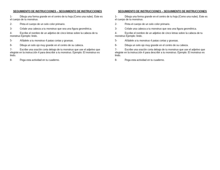 Seguimiento de Instrucciones | PDF