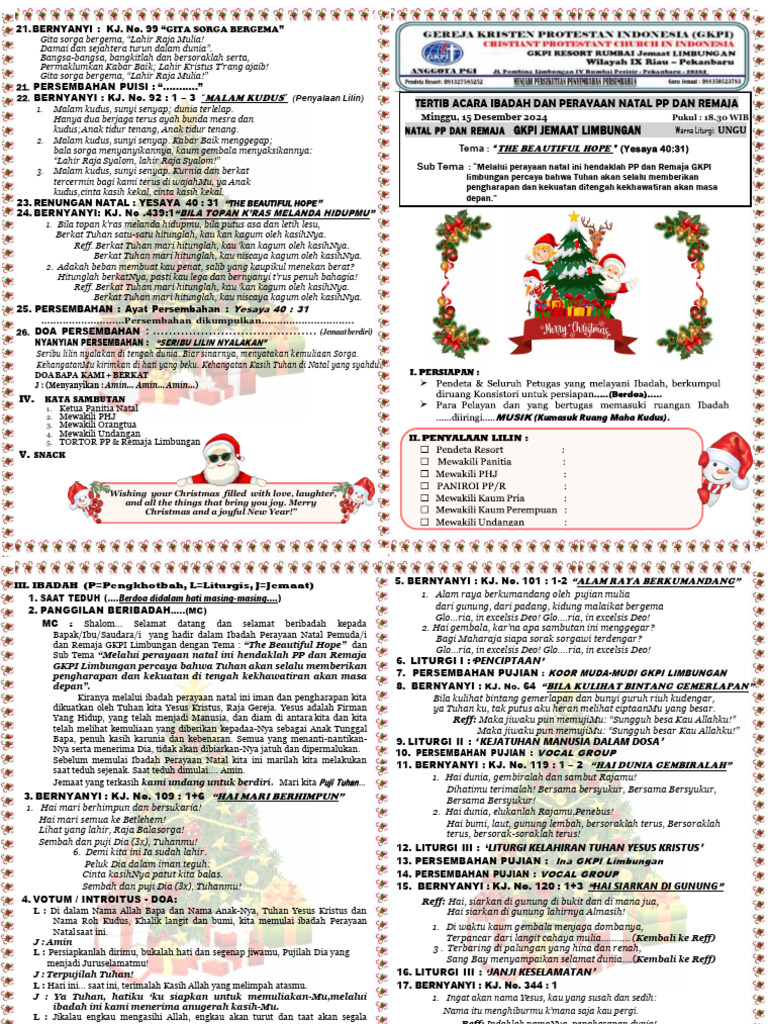Perayaan Natal GKPI Limbungan 2024 | PDF