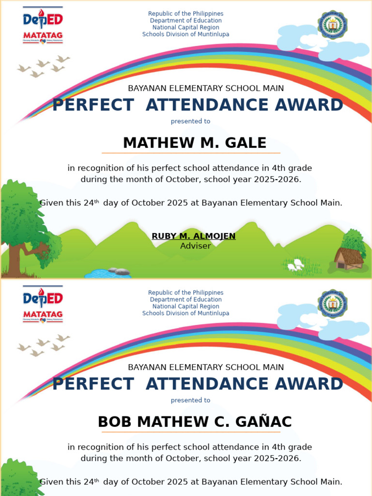 Perfect Attendance Award | PDF | Government | Public Administration