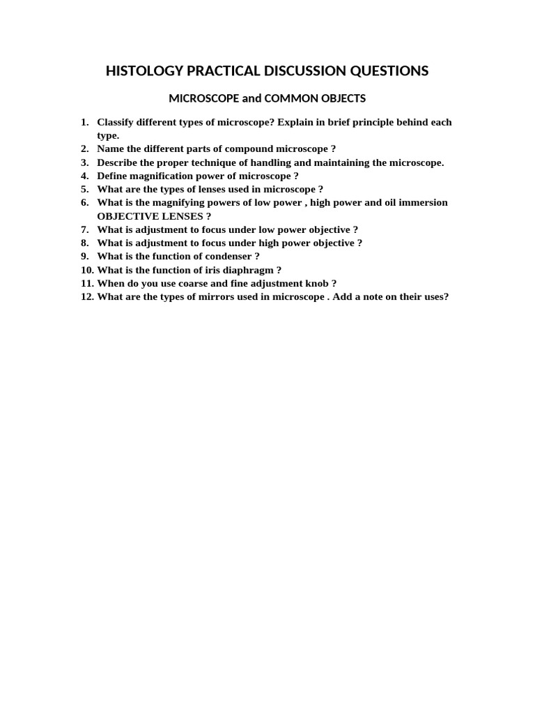 Microscope Types and Handling Techniques | PDF
