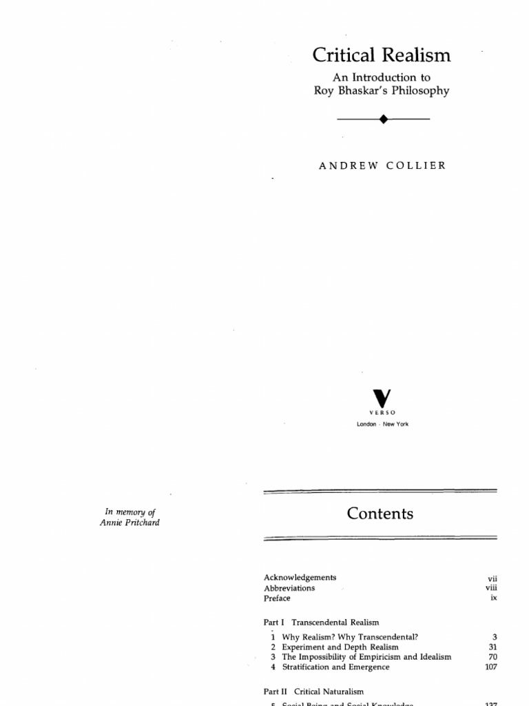 Andrew Collier-Critical Realism - An Introduction To Roy Bhaskar's ...