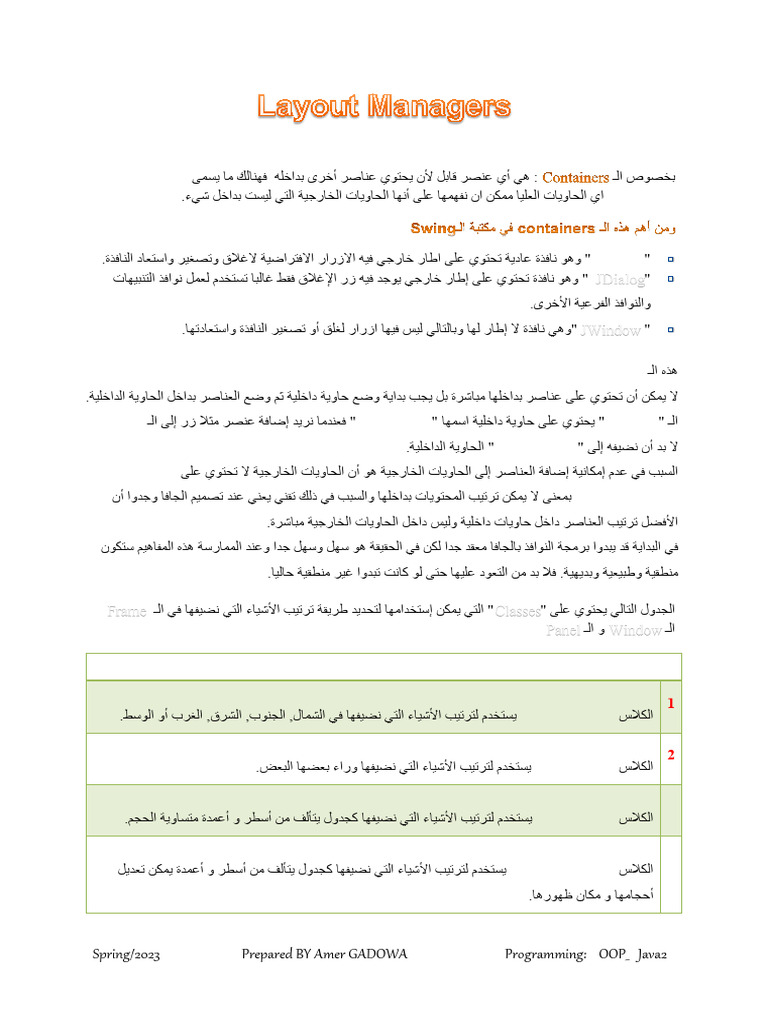 Layout Managers | PDF