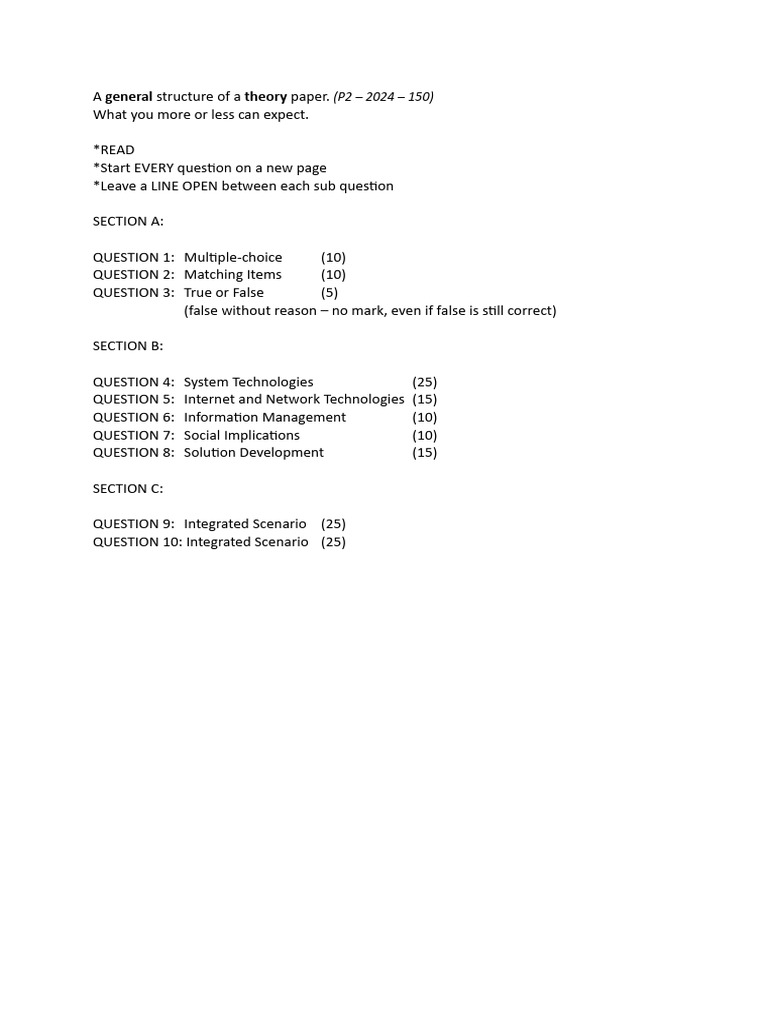 Theory Paper Structure Guide 2024 | PDF