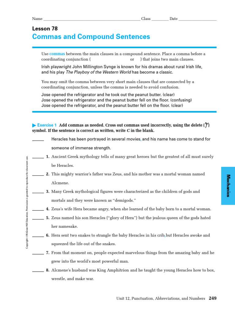 Commas in Compound Sentences Guide | PDF